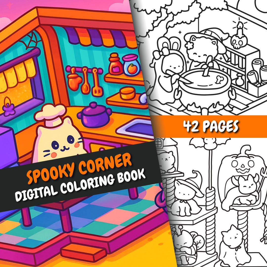 Spooky Corner Coloring Book | 42 Cute & Spooky Pages + Bonus Cover ...