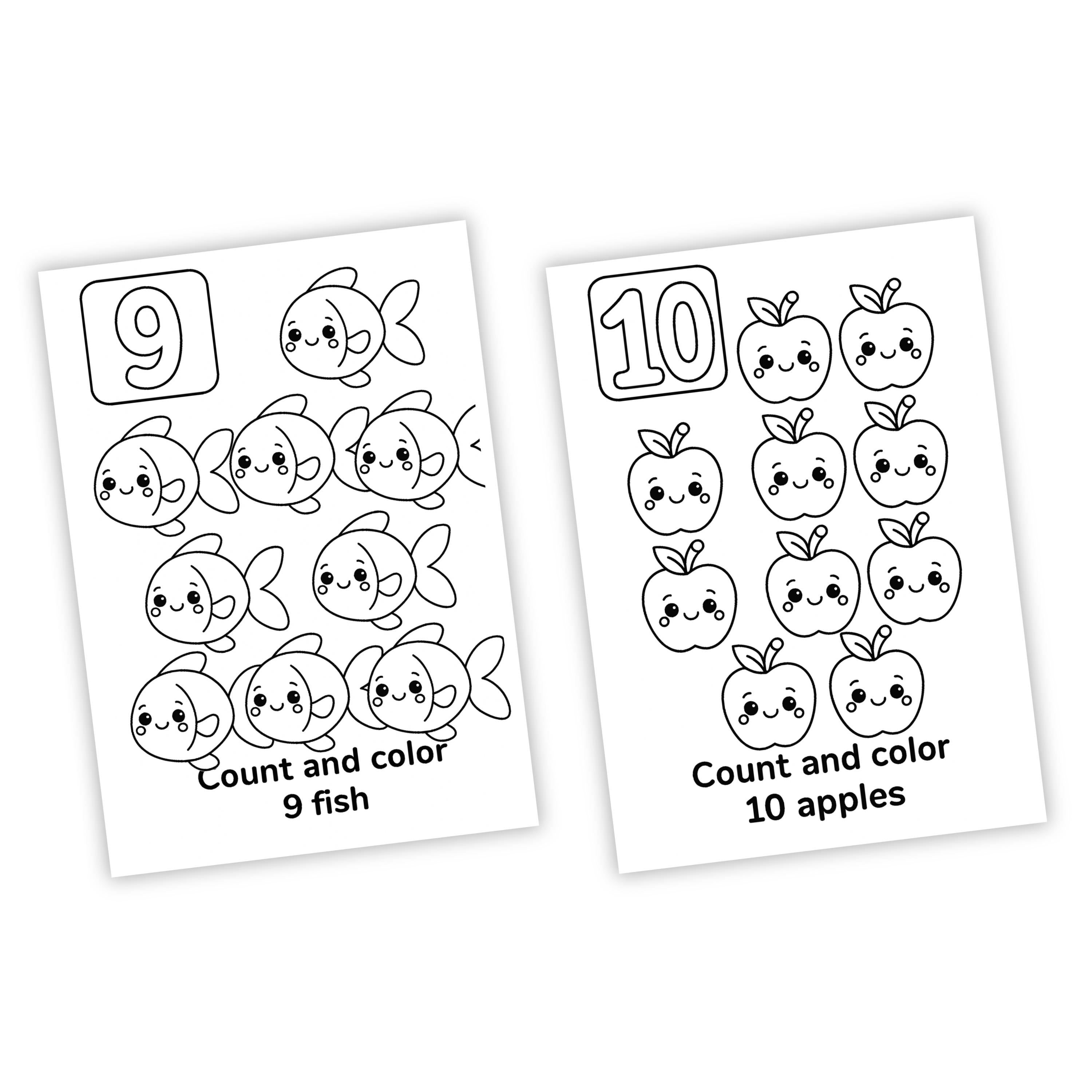 Count and Color Activity Book: Numbers 1-10, Preschool Learning (PDF ...