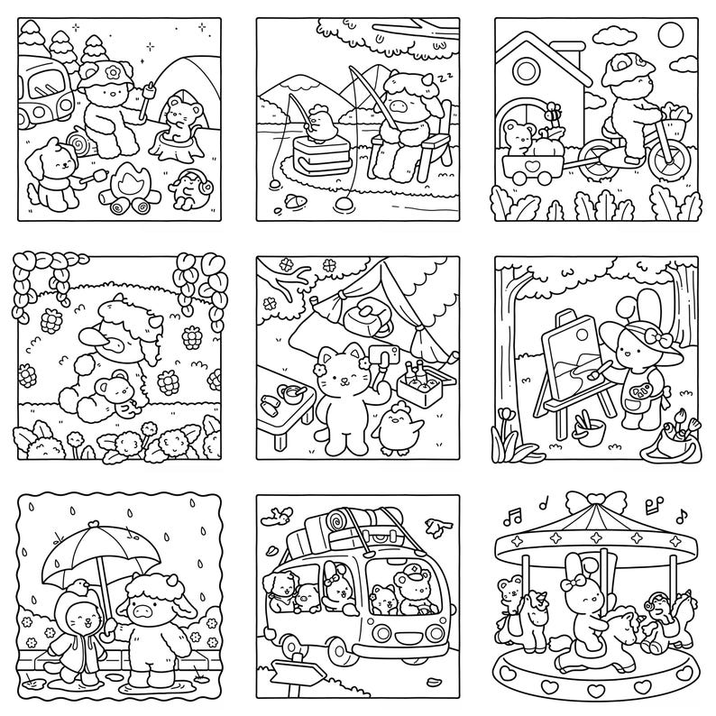 Little Friends Coloring Book | 43 Cute Square Pages + Cover | for ...