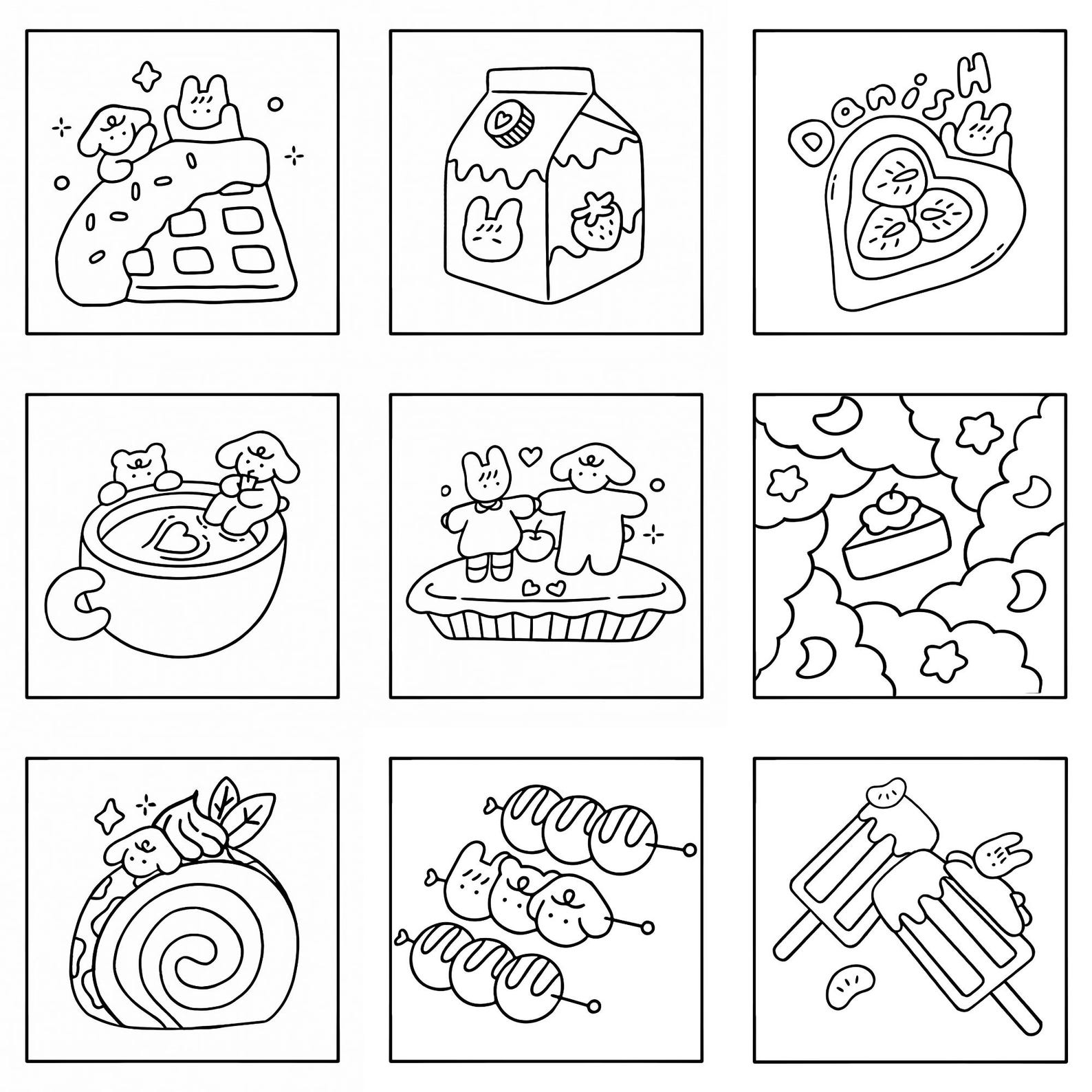 Cute Coloring Book | Yummy Sweets Relaxing Coloring | 20 Relaxing Cute ...