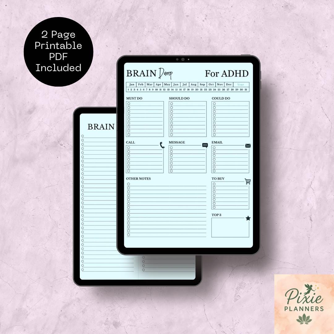 Brain Dump for ADHD | Printable Planner for Neurodivergent Minds | To ...