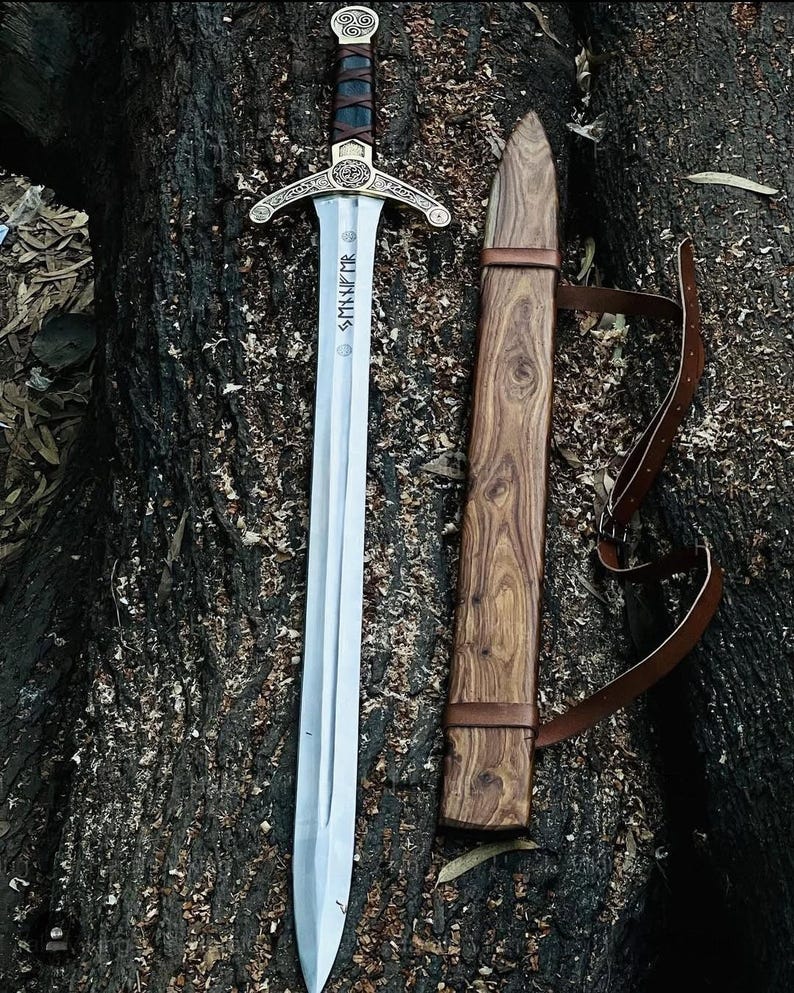 Nimue Cursed Sword Replica, Carbon Steel, Viking Nordic Sword - Etsy