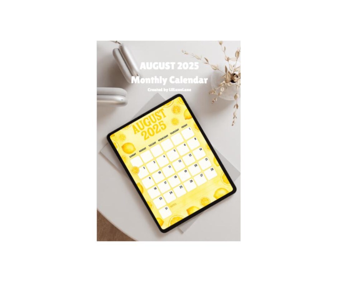 August 2025 Lemon Calendar Printable • Cute Fruit Theme Monthly ...