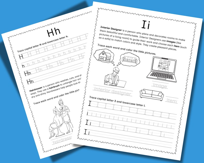 Alphabet Careers Workbook A–Z | Alphabet Tracing | Picture Coloring ...