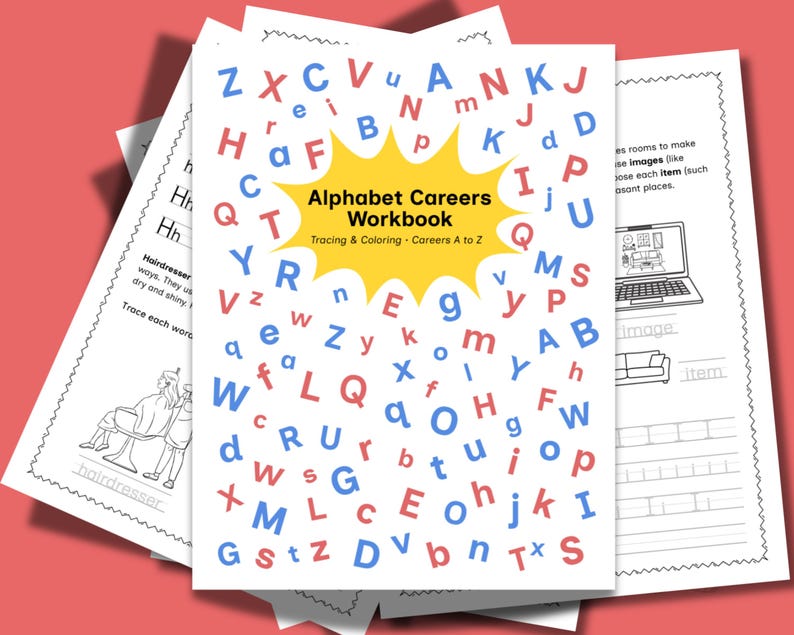 Alphabet Careers Workbook A–Z | Alphabet Tracing | Picture Coloring ...