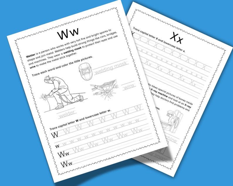 Alphabet Careers Workbook A–Z | Alphabet Tracing | Picture Coloring ...