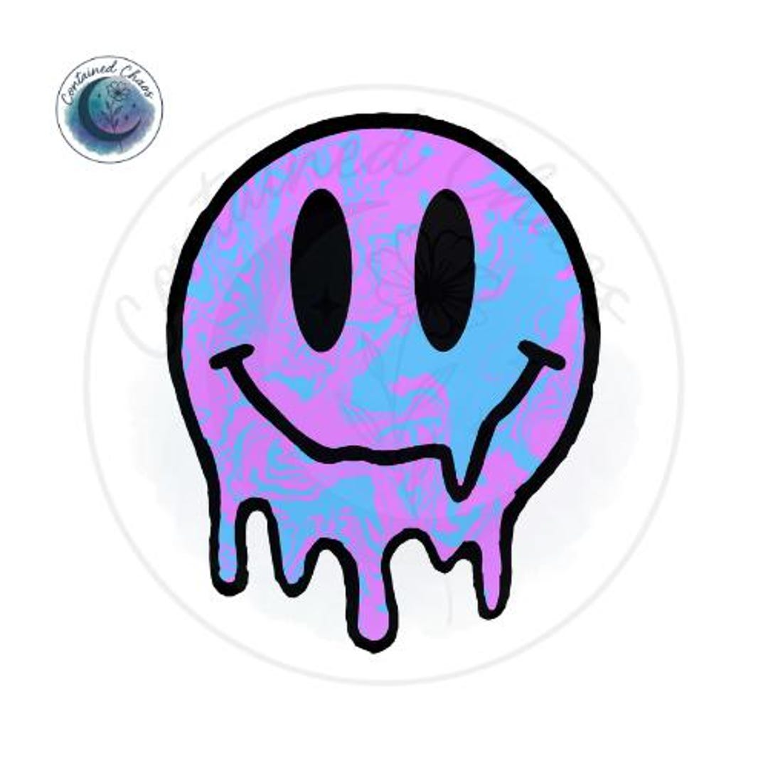 Drippy Smiley Face Sublimation PNG | Trippy Psychedelic Smile Design ...