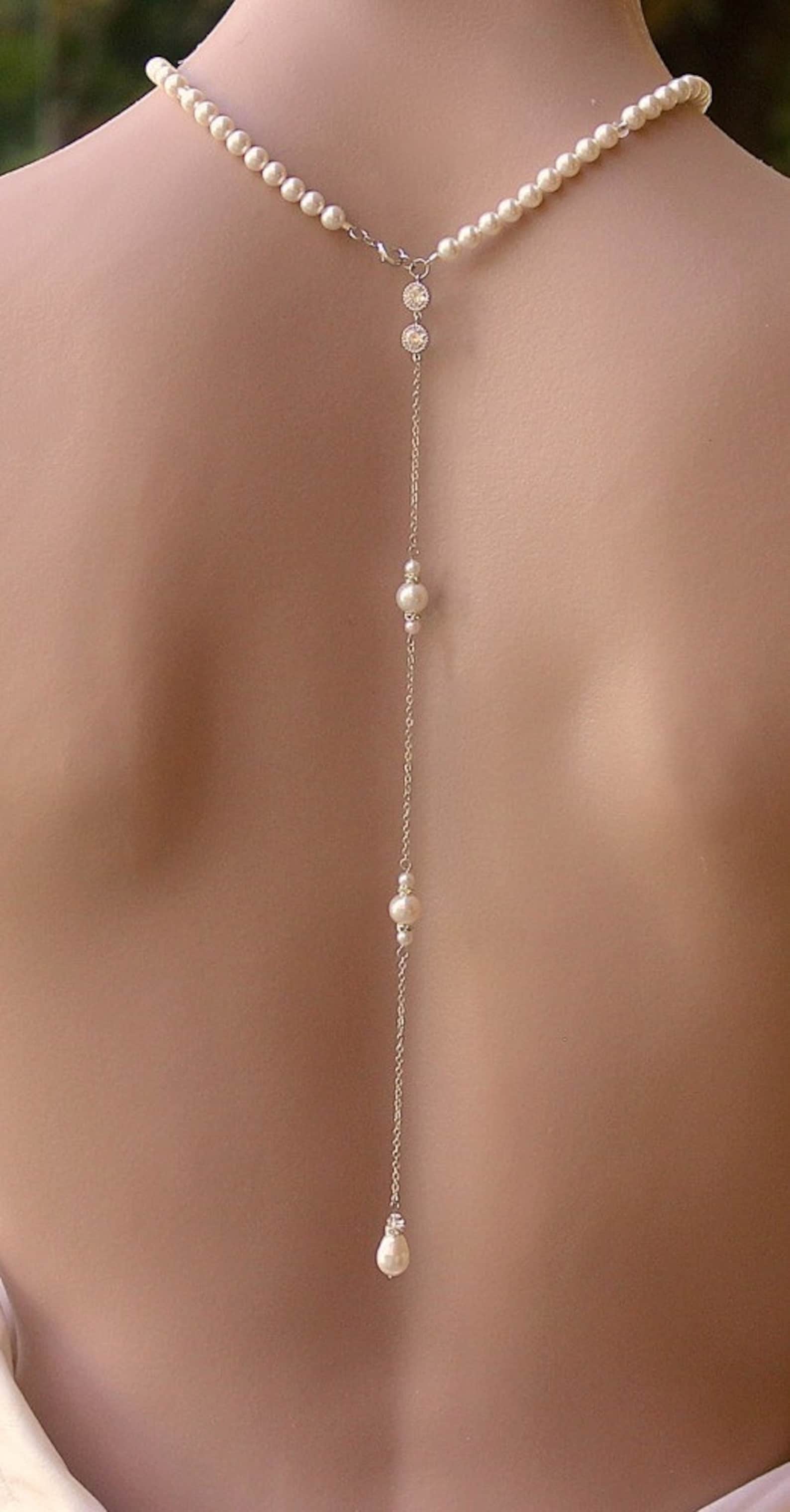 Pearl Backdrop Necklace Wedding Back Drop Necklace Pearl - Etsy