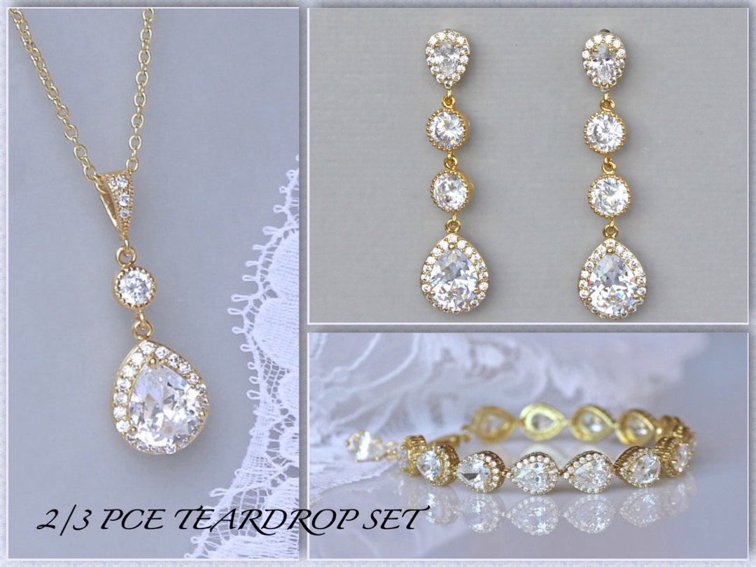 Gold Bridal Jewelry Set Gold Wedding Jewelry Set Gold Bridal - Etsy