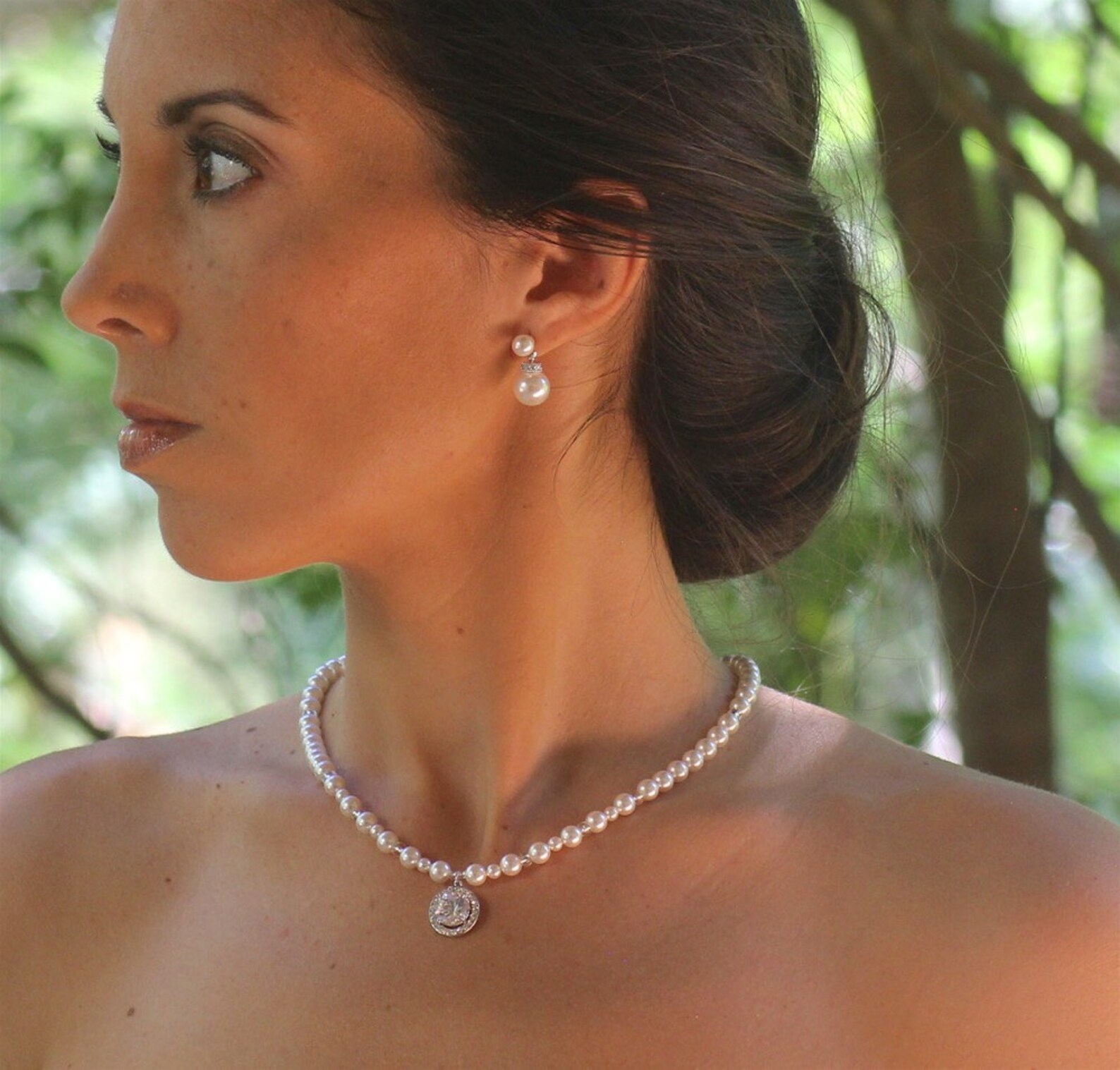 Pearl Backdrop Necklace, Wedding Back Drop Necklace, Pearl Back Drop ...
