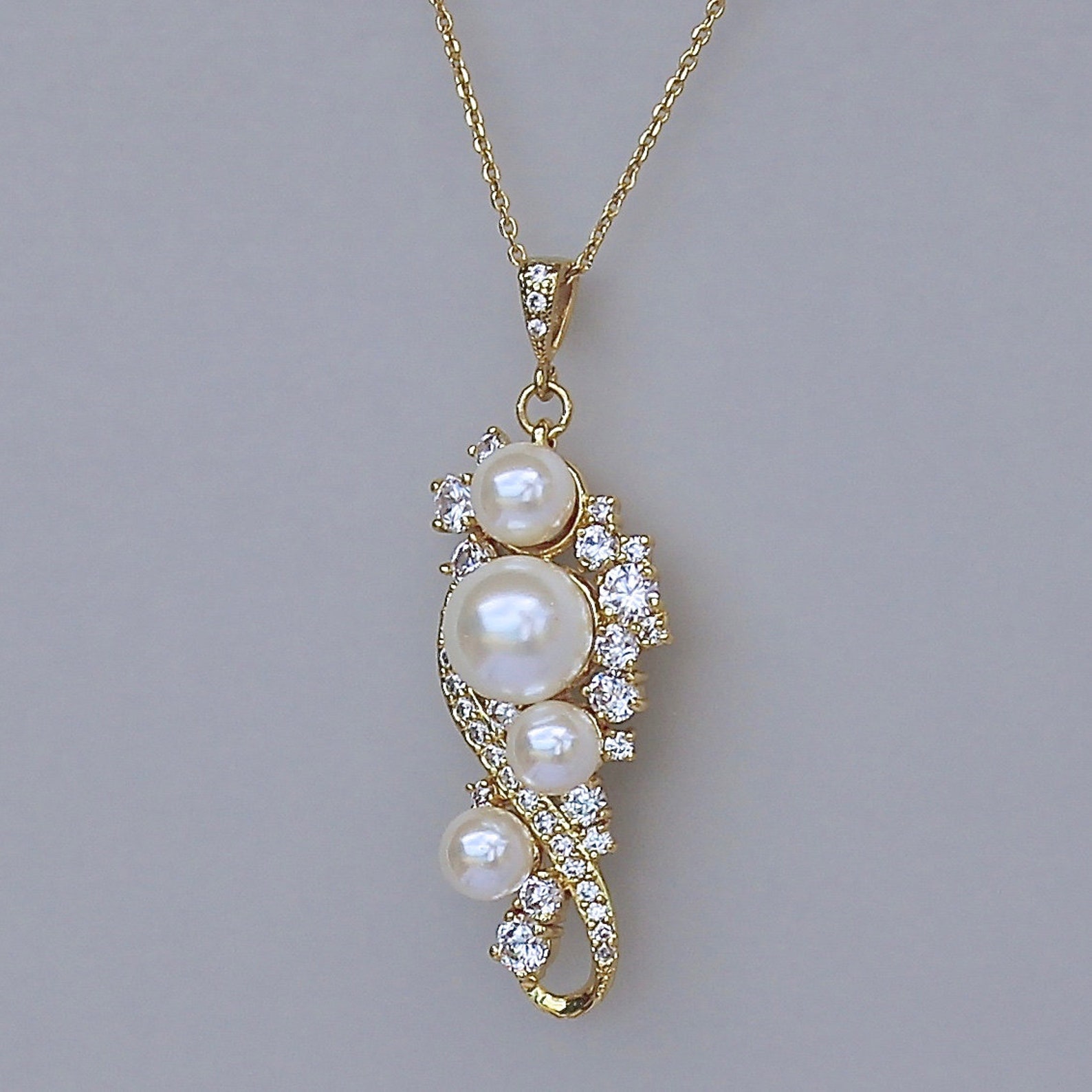 Statement Bridal Earrings Pearl and Crystal Wedding Earrings | Etsy