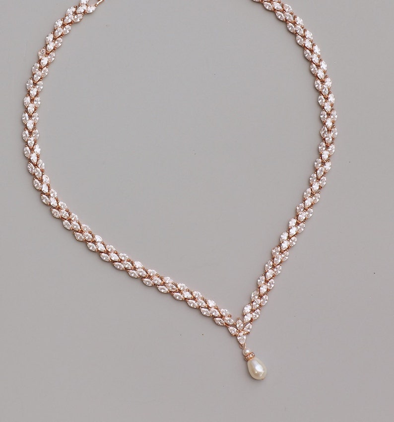 Collier en cristal dor rose collier en cristal Pearl Drop - Etsy France