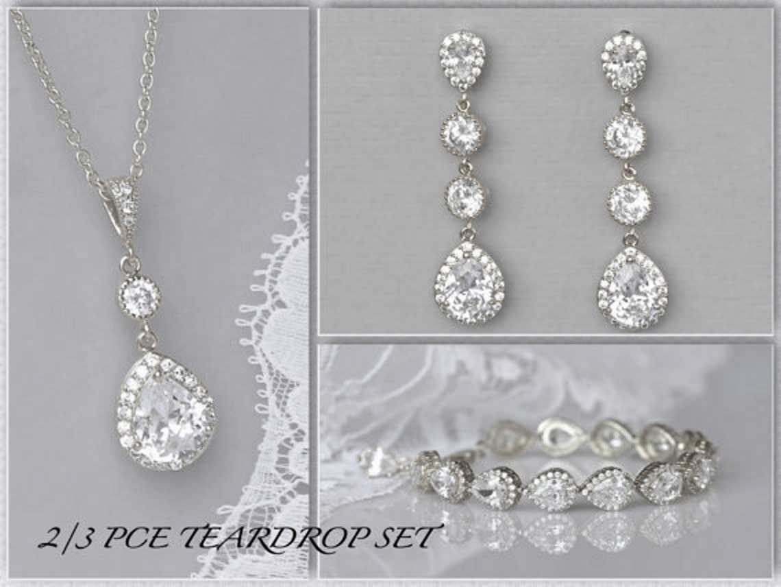 Bridal Jewelry Set Wedding Jewelry Set White Gold Jewelry | Etsy