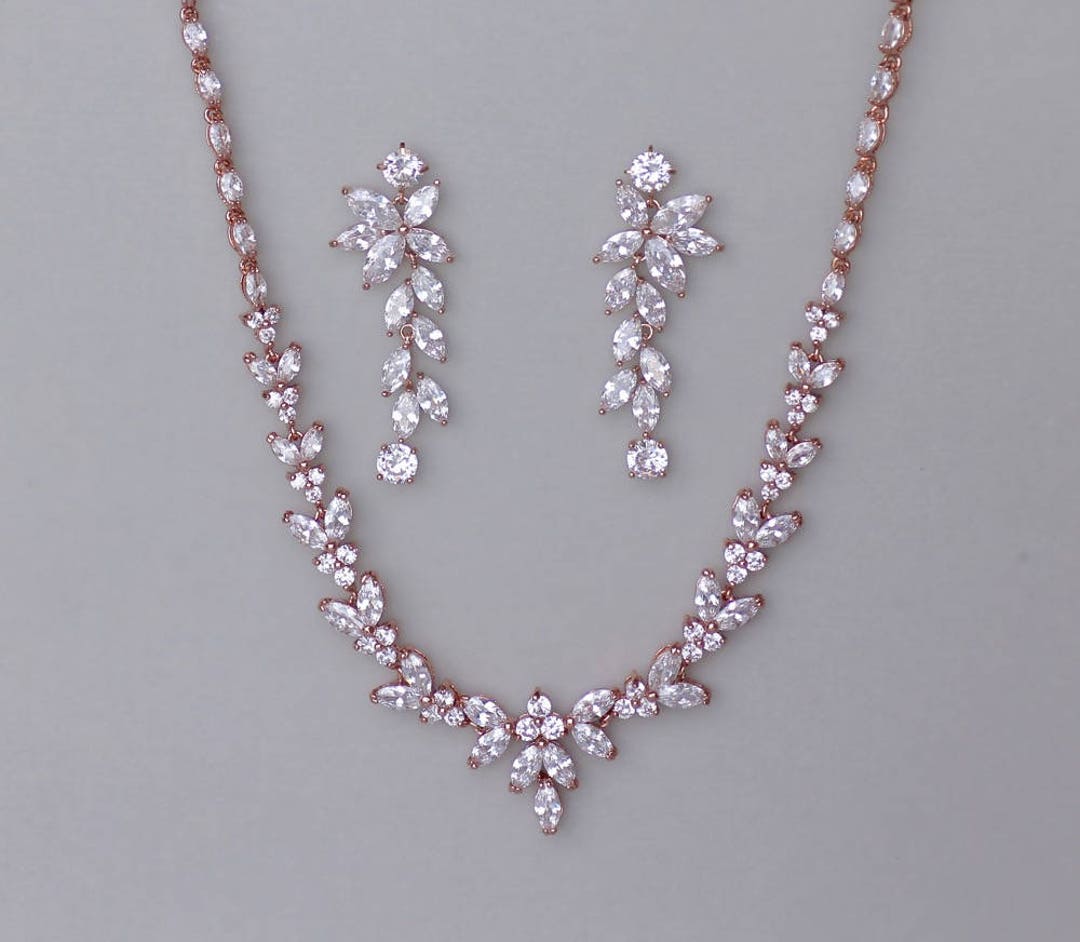 Bridal Jewelry Set, Rose Gold Jewelry Set, Rose Gold Wedding Jewelry ...