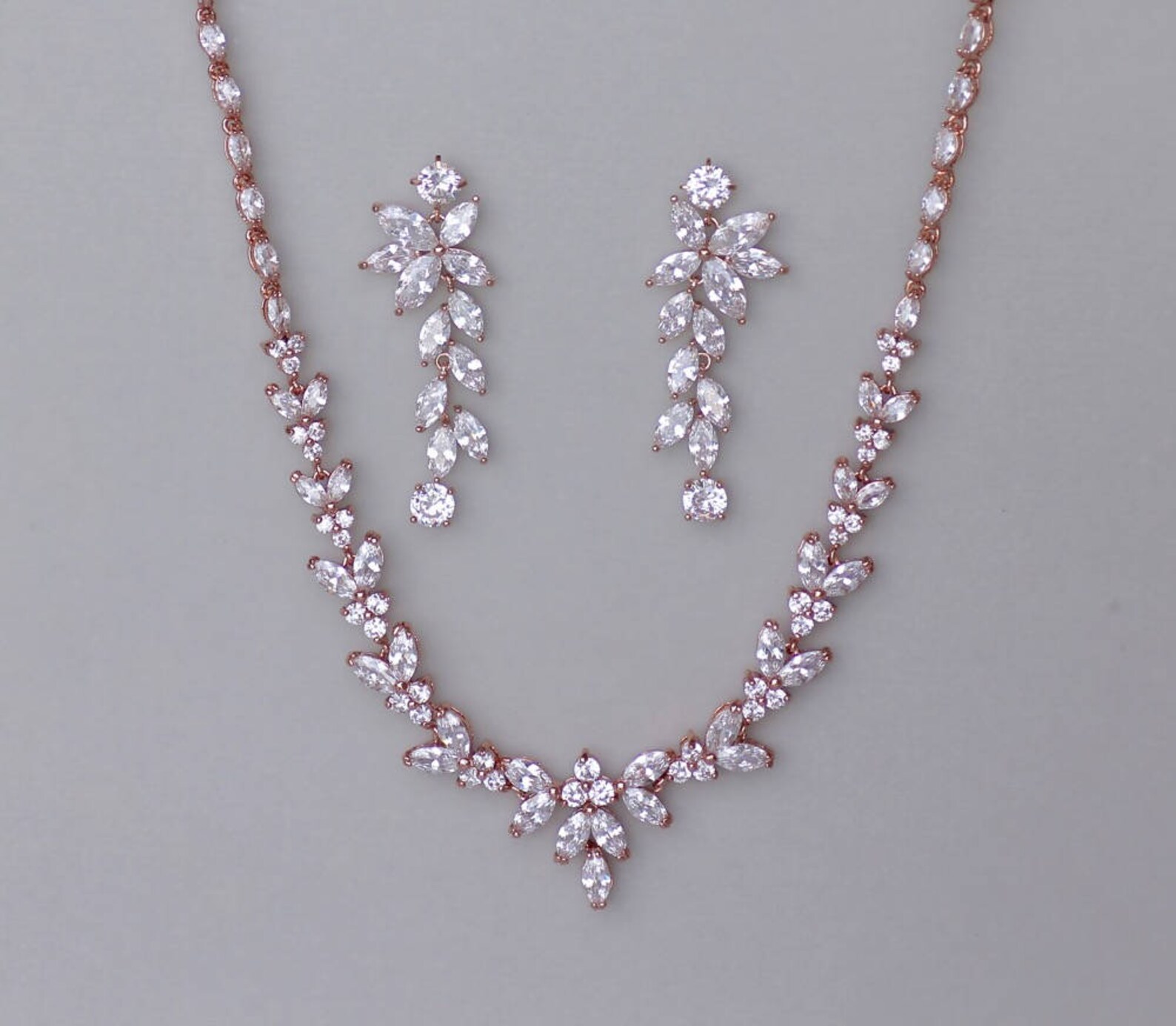 Bridal Jewelry Set Rose Gold Jewelry Set Rose Gold Wedding - Etsy