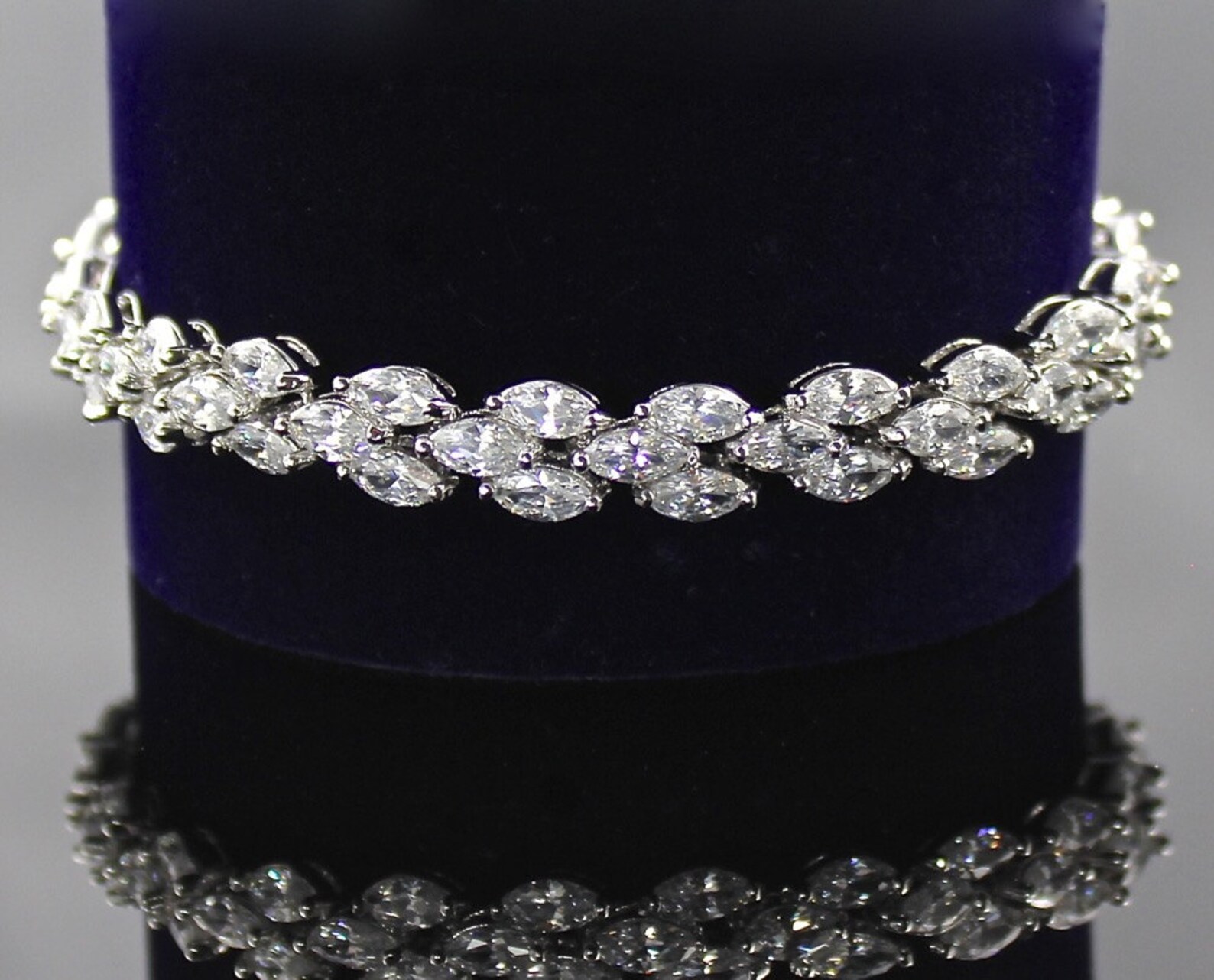White Gold Crystal Bracelet, Crystal Bridal Bracelet, Bracelet De ...
