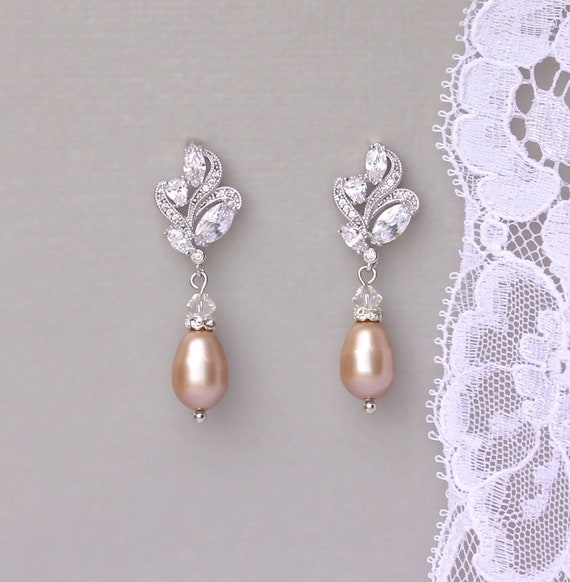 Blush pearl earrings store