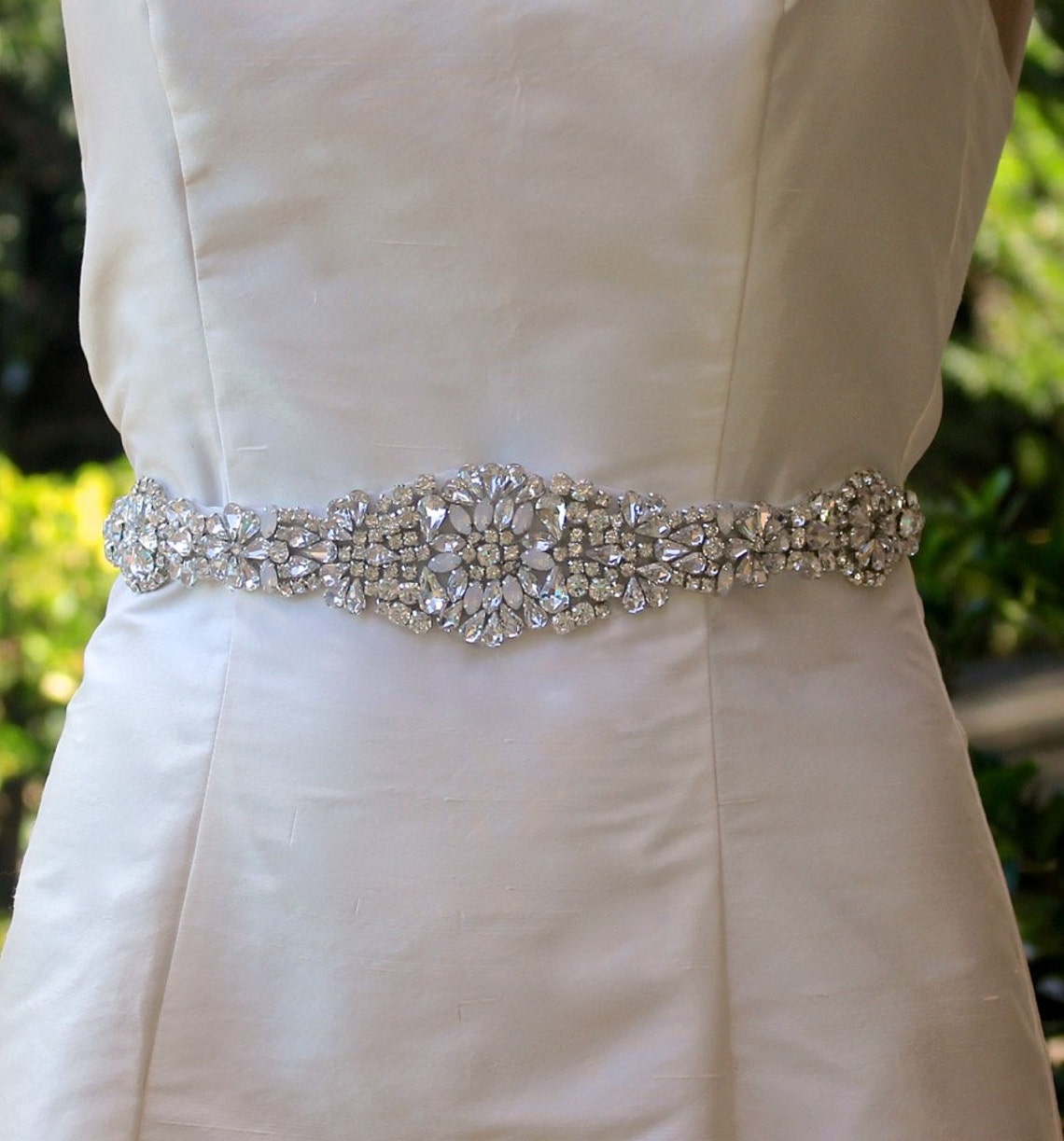 Opal Crystal Beaded Sash Silver & Milk Opal Crystal Sash - Etsy