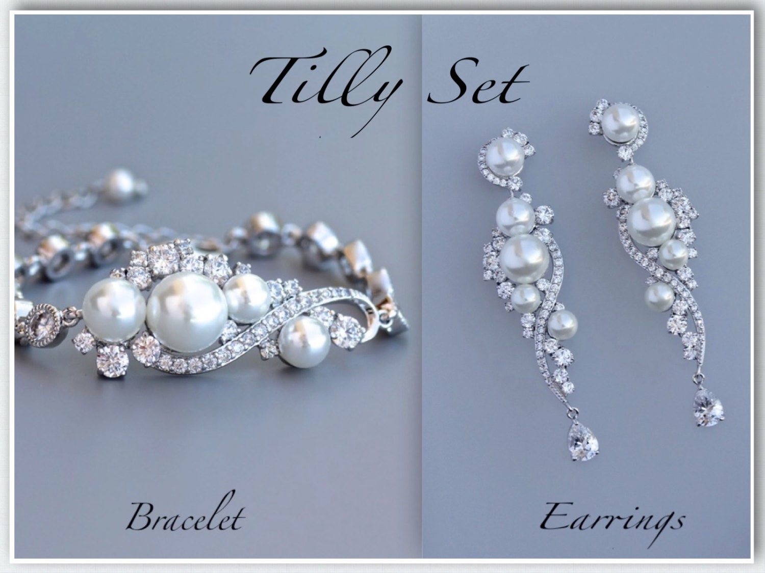 Pearl Bridal Jewelry Set Earrings & Bracelet Set Bridal - Etsy