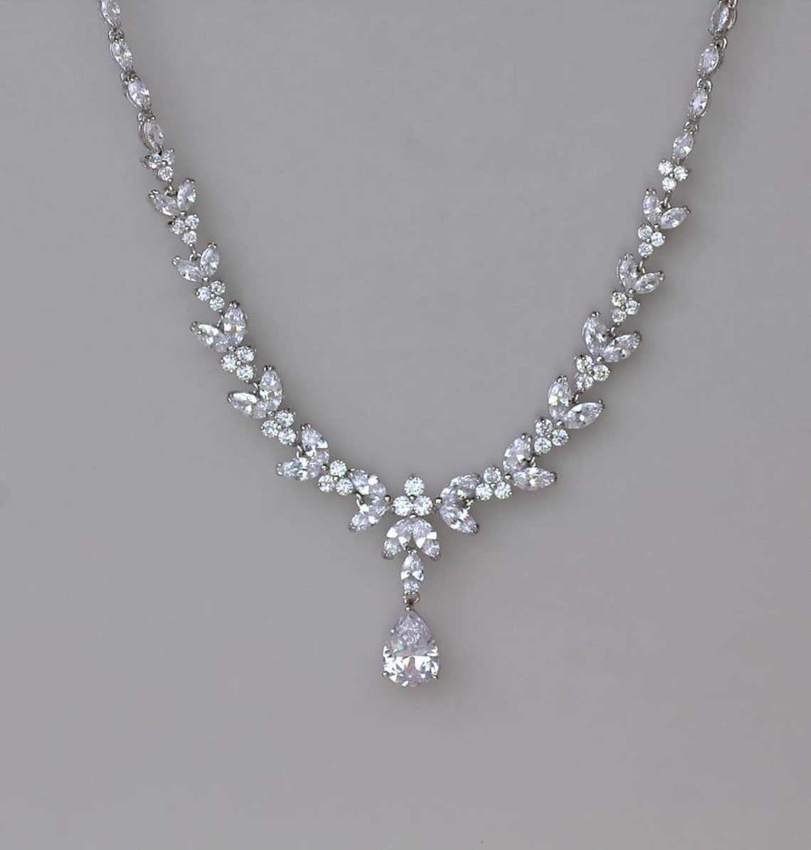 Crystal Necklace Pearl Drop Necklace Crystal Bridal - Etsy