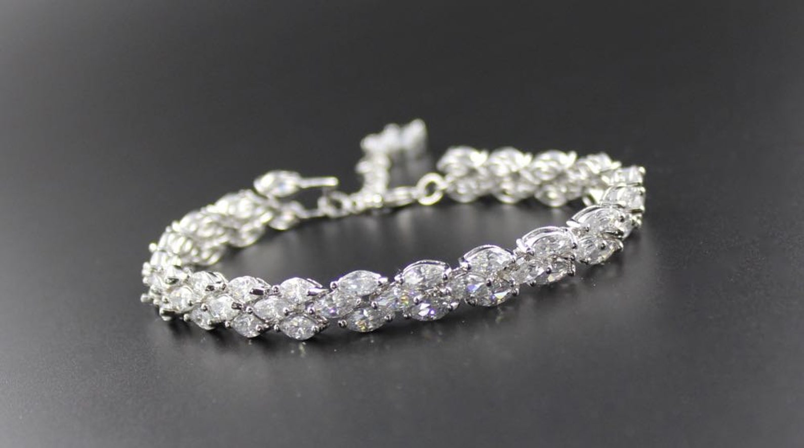 White Gold Crystal Bracelet, Crystal Bridal Bracelet, Bracelet De ...