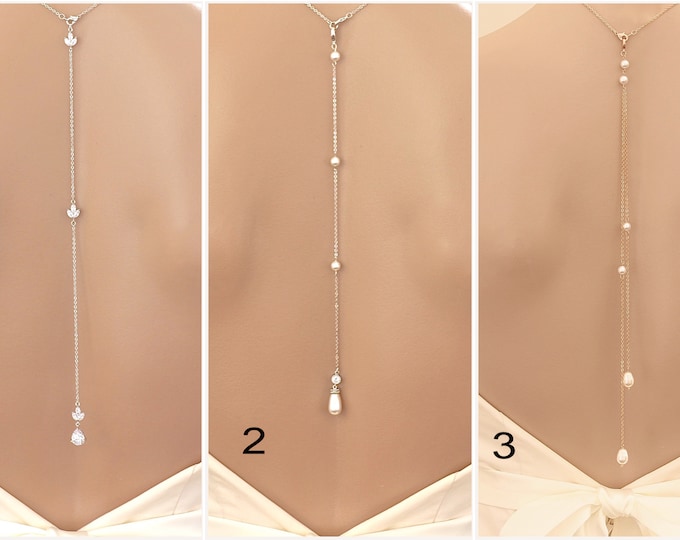 Necklace Back Drops, Back Necklaces, Silver Back Drop, Pearl Back Drop ...