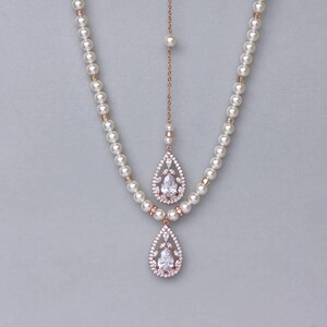 Rose Gold Wedding SET, Necklace and Earrings Set, Rose Gold Bridal ...