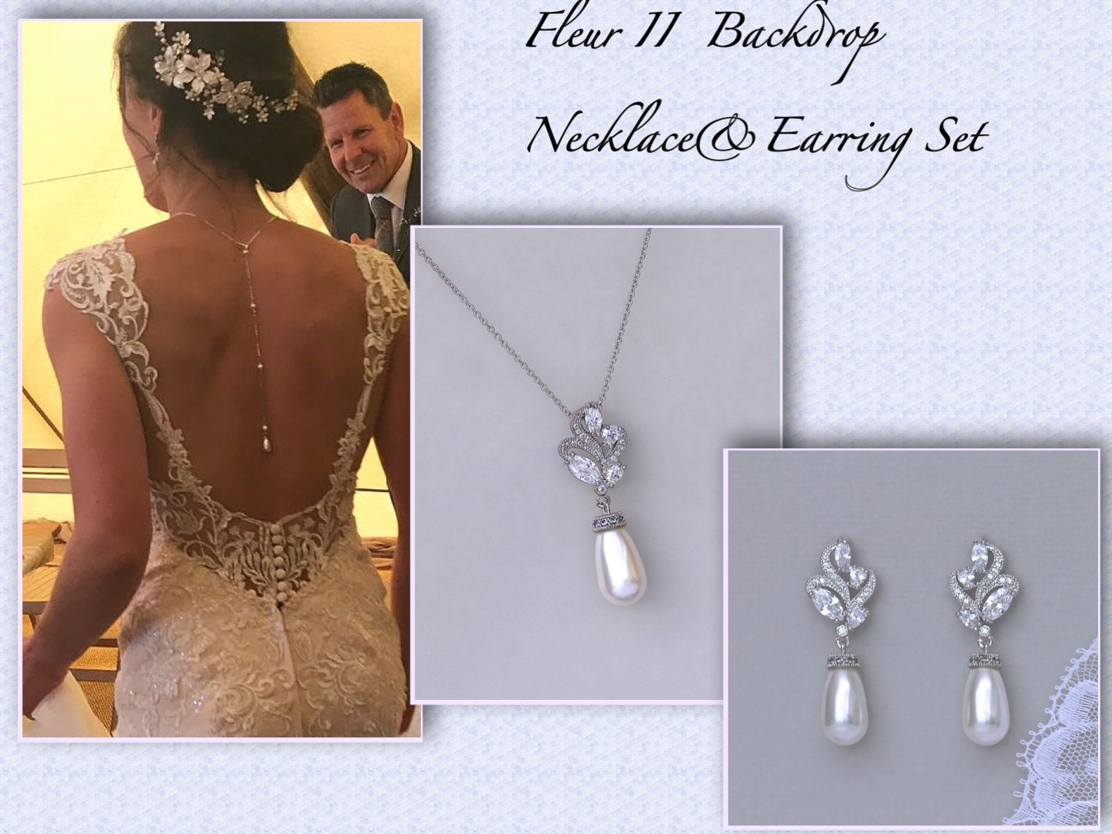 Bridal Jewelry Set White Gold Bridal Set Pearl Earrings & | Etsy