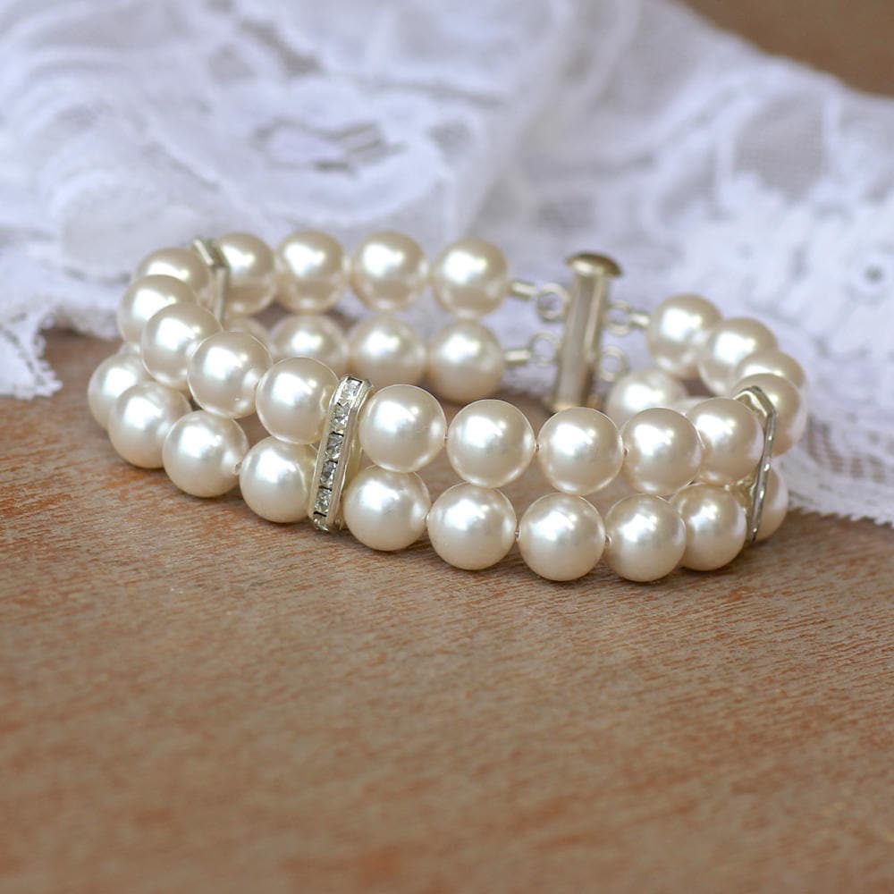 Pearl Bridal Bracelet, Ivory Pearl Wedding Bracelet, Wedding Jewelry ...