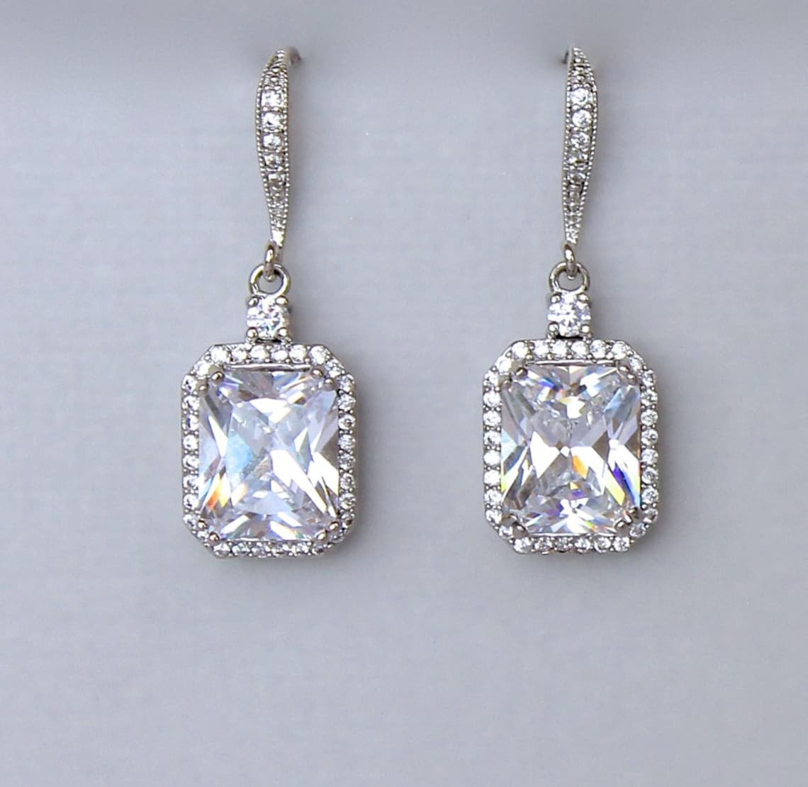 Square Crystal Necklace Crystal Bridal Necklace Radiant Cut - Etsy