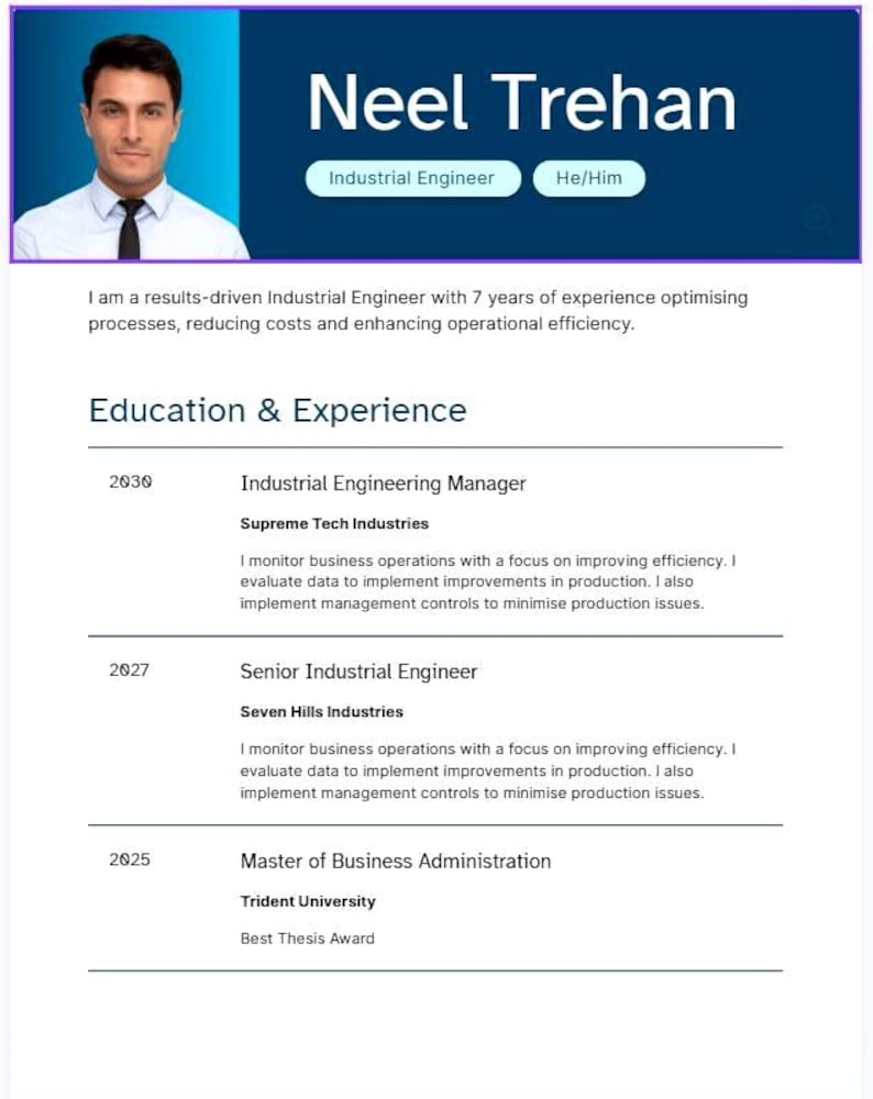 Cv Resume Template - Etsy