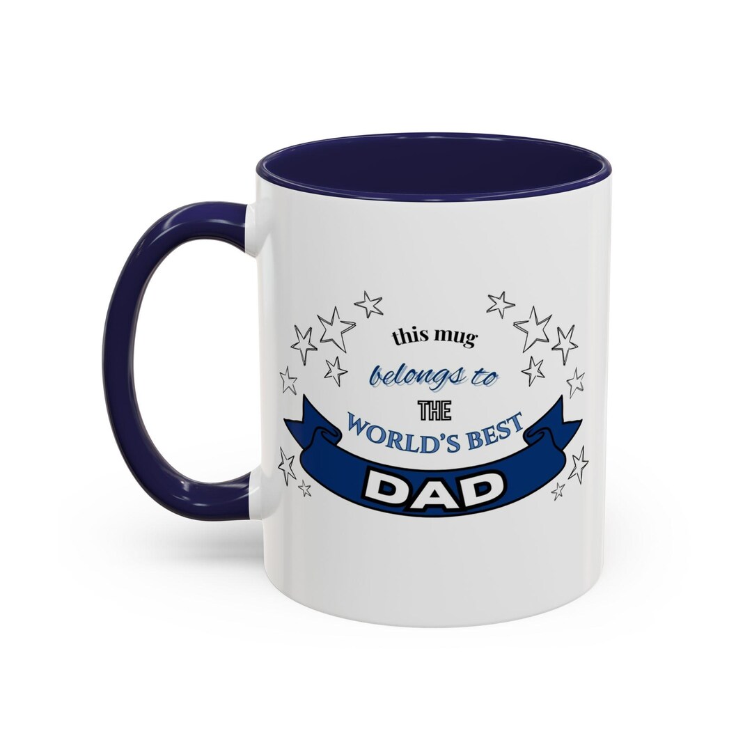 World's Best Dad Mug With Stars, Navy Blue, Father's Day Gift, Dad ...