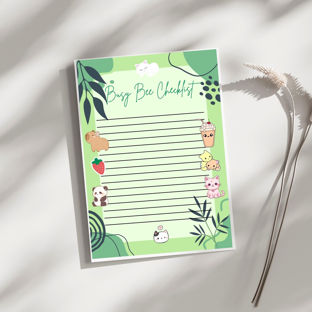Busy Bee Checklist and Planner – Kawaii Printable To-do List | Cute Cat ...
