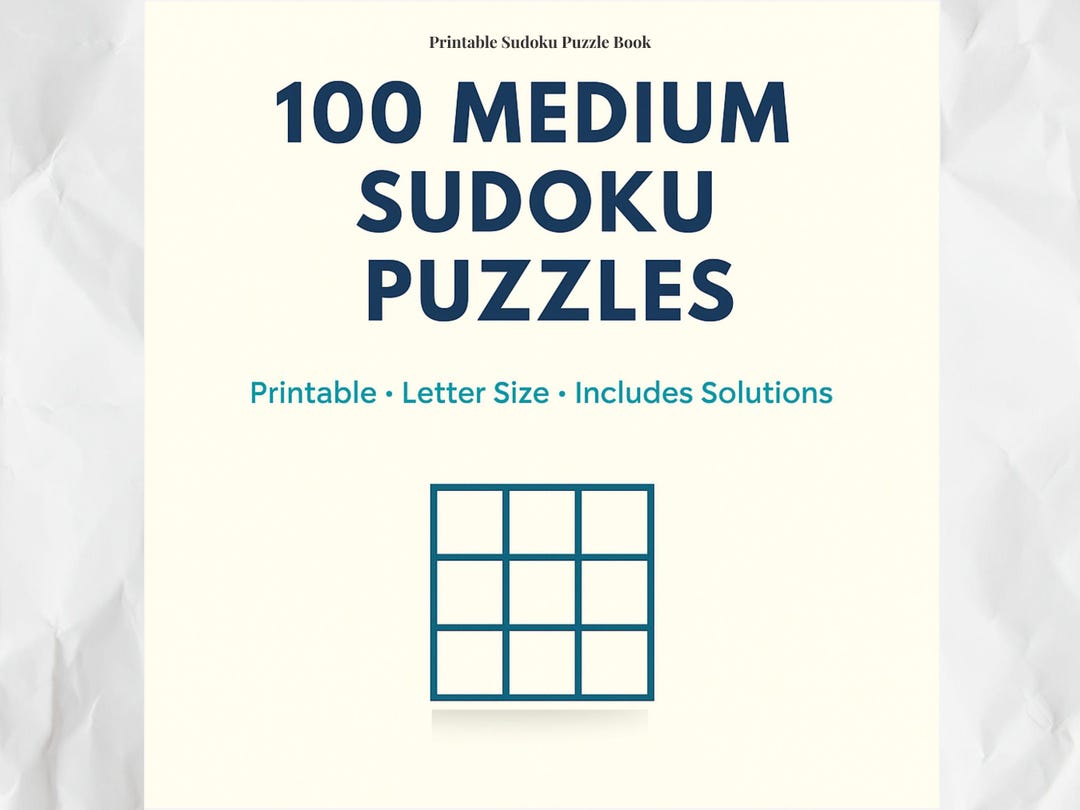 100 Medium Sudoku Puzzles Printable PDF – Instant Download – 8.5 X 11 ...