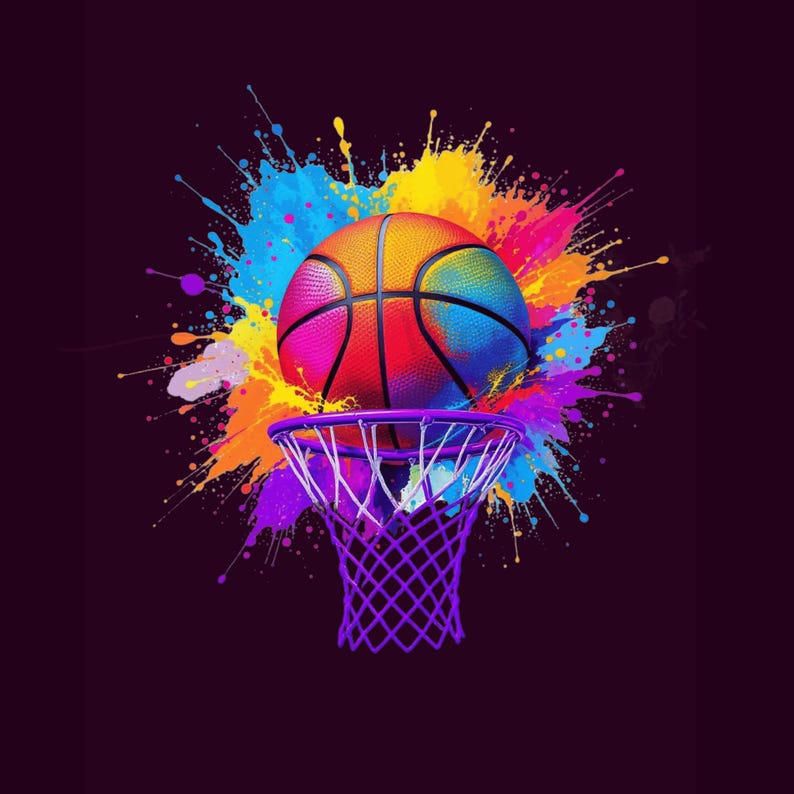 Colorful Basketball Hoop PNG: Sports Sublimation Design - Etsy