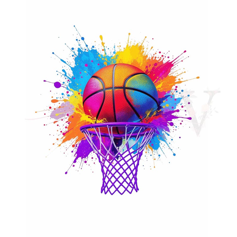 Colorful Basketball Hoop PNG: Sports Sublimation Design - Etsy