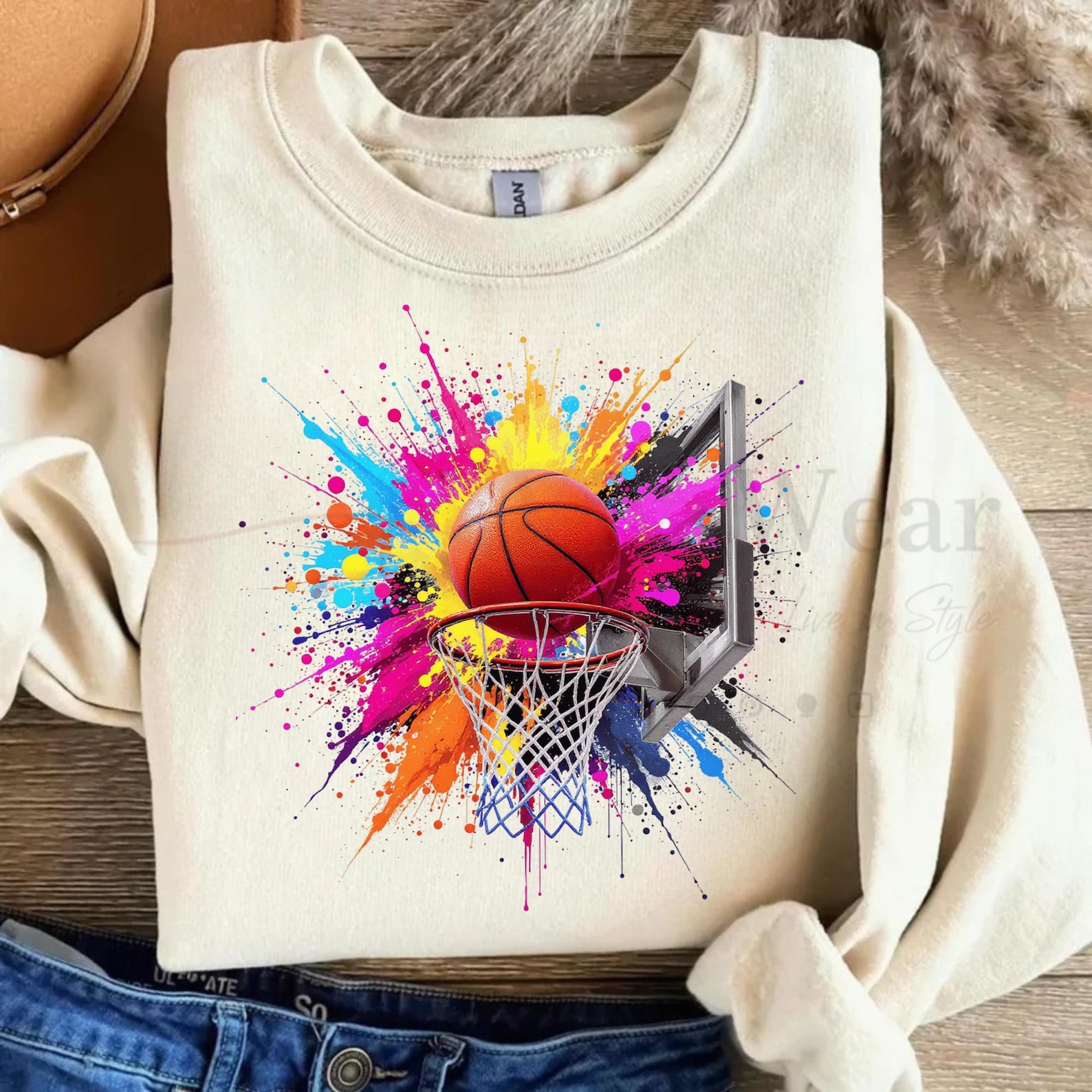 Colorful Basketball Hoop PNG: Splash Paint Clipart, Sports Sublimation ...