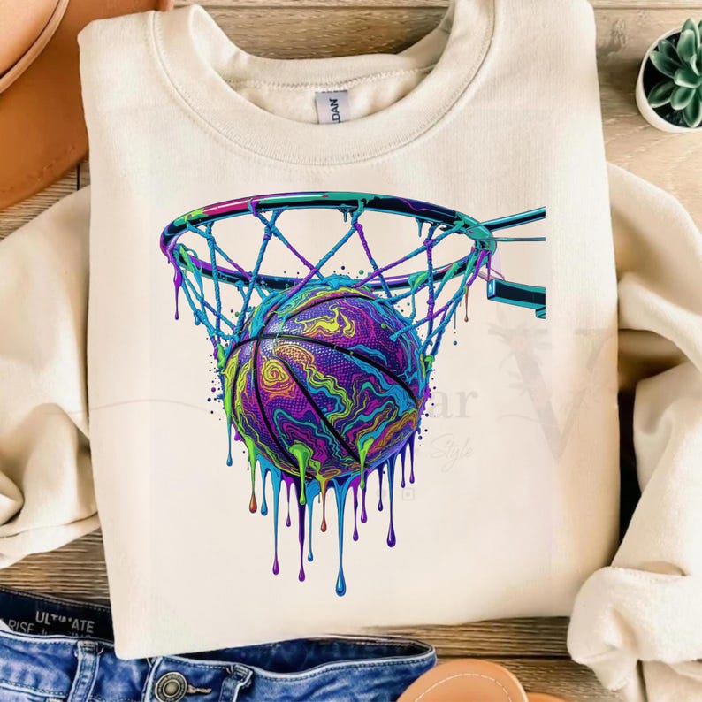 Neon Dripping Basketball PNG: Streetball Clipart, Sublimation Design - Etsy