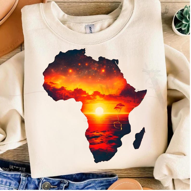African Sunset Map PNG: Afrocentric Sublimation Design - Etsy