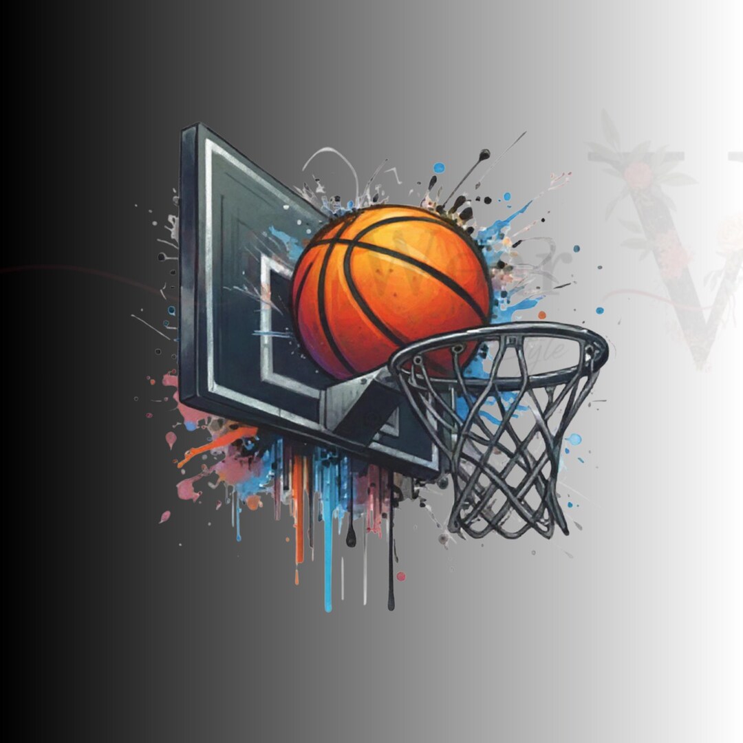 Basketball Splash Art Print: Streetball Hoop Poster, Sports Wall Decor ...