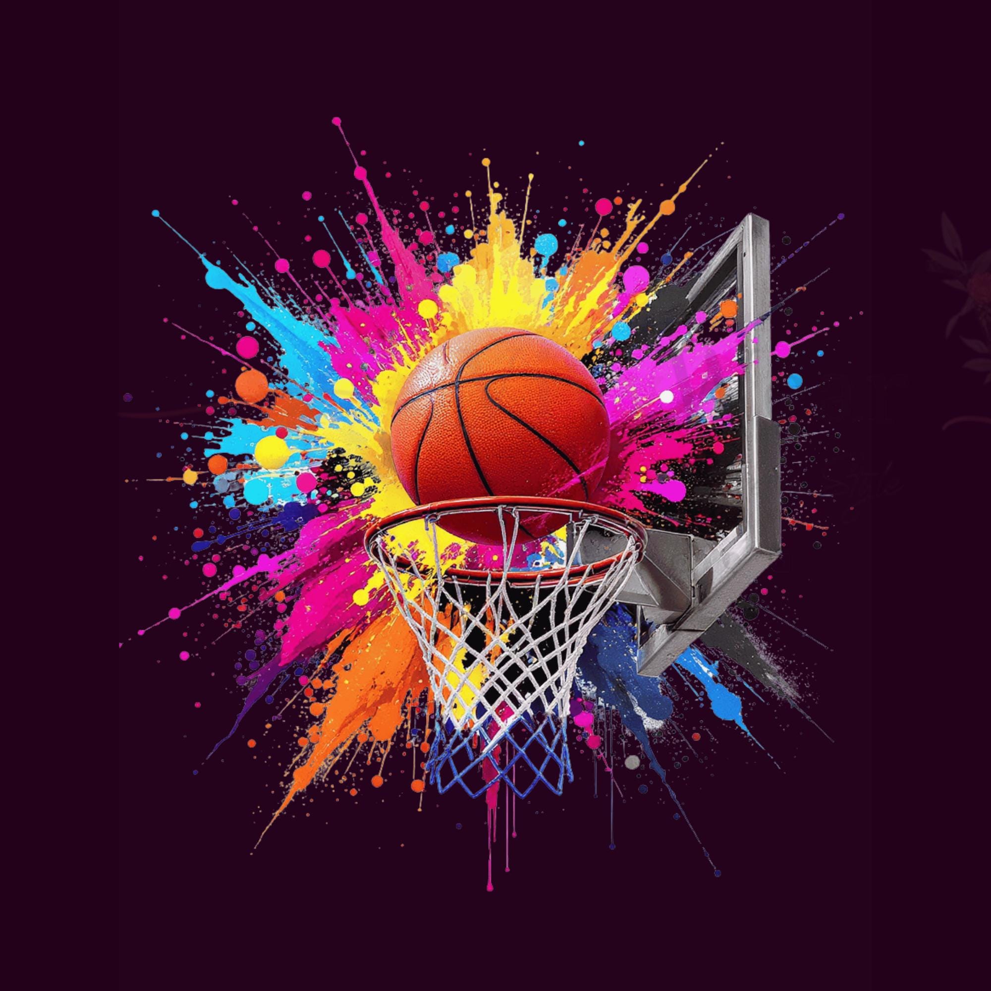 Colorful Basketball Hoop PNG: Splash Paint Clipart, Sports Sublimation ...