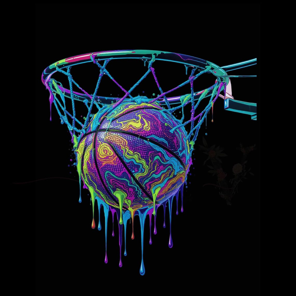 Neon Dripping Basketball PNG: Streetball Clipart, Sublimation Design - Etsy