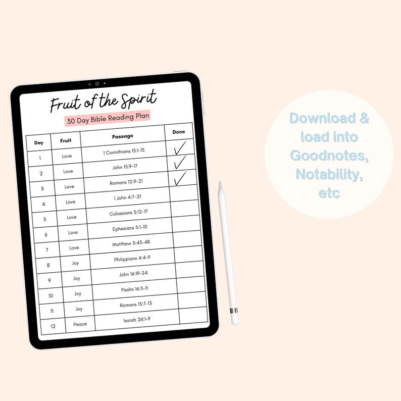 Fruit of the Spirit Bible Reading Plan, 30 Day Bible Reading Guide ...