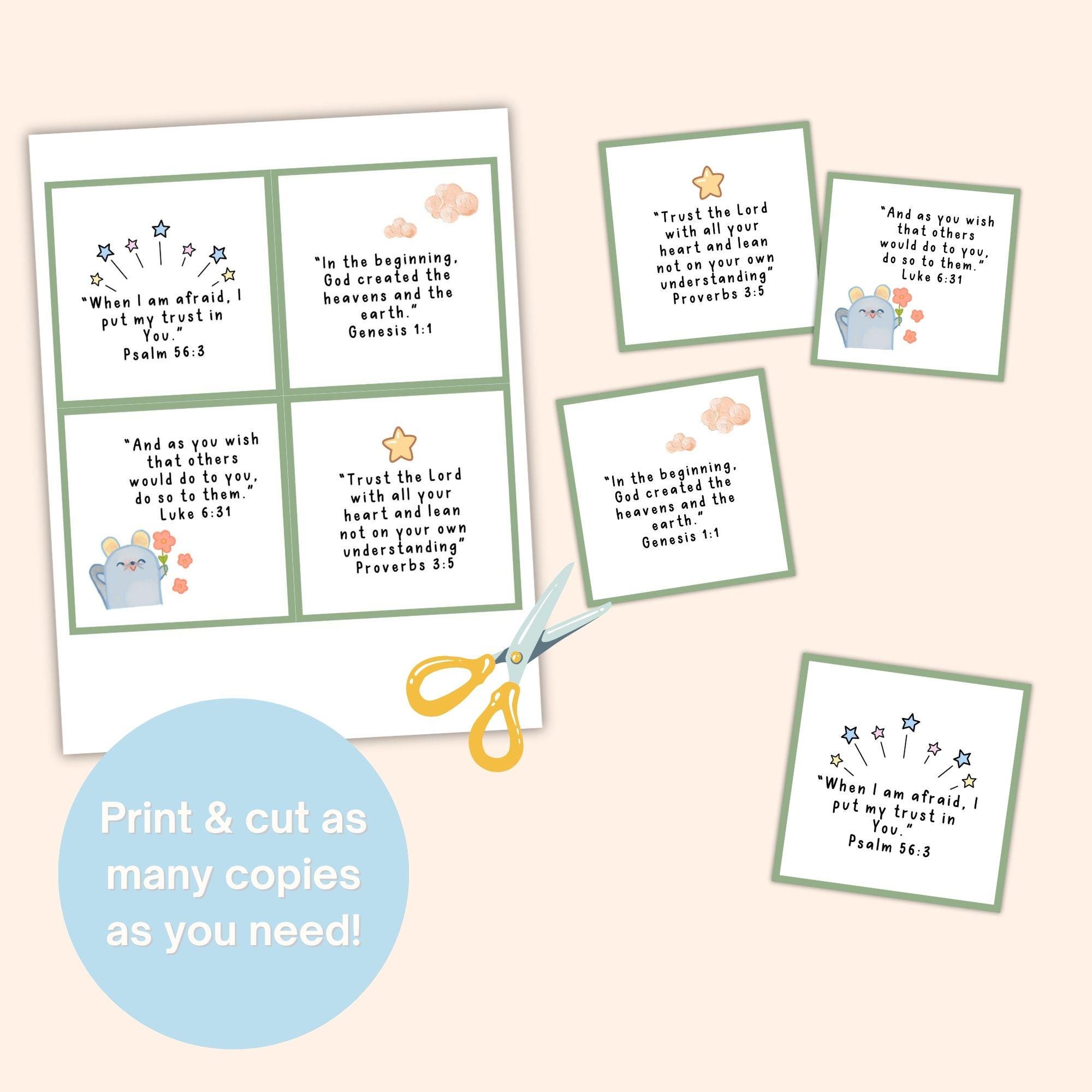 40 Kids Memory Verse Cards Download PDF Bible Verses Sunday School ...