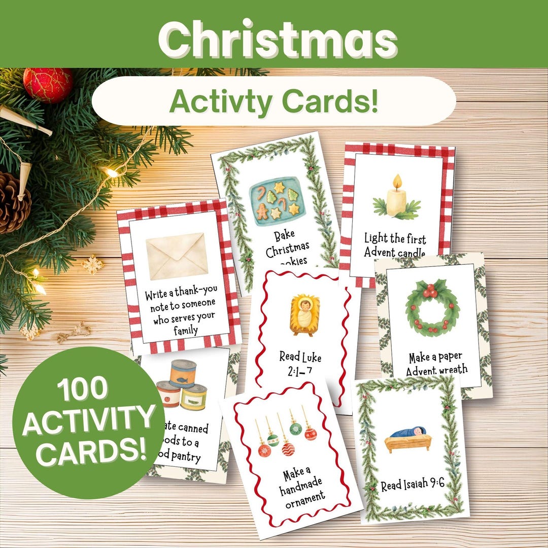 Christmas Advent Activity Cards for Kids and Family, Advent Flashcards ...