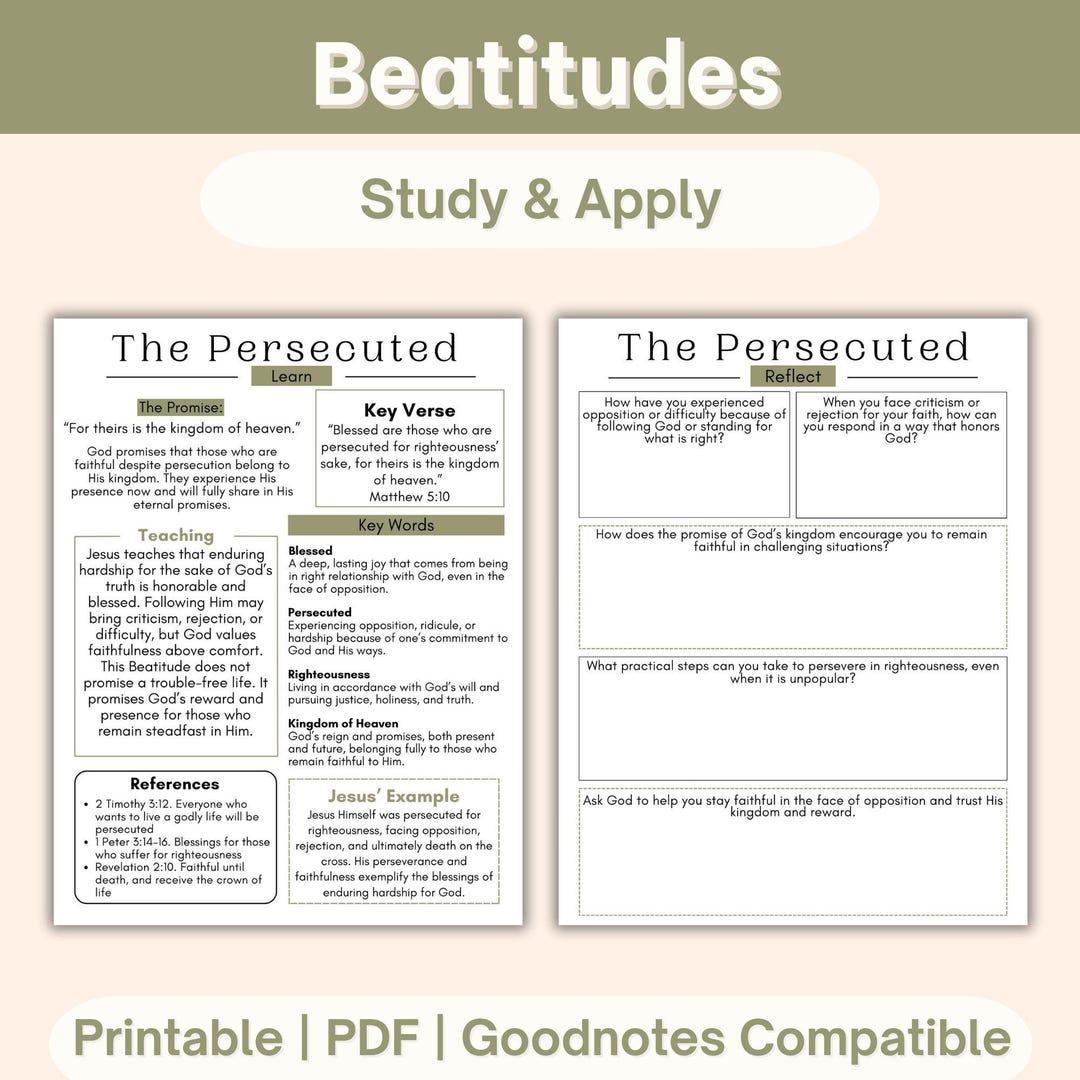 Beatitudes Bible Study, Beatitudes Activity for Sunday School, Sermon ...