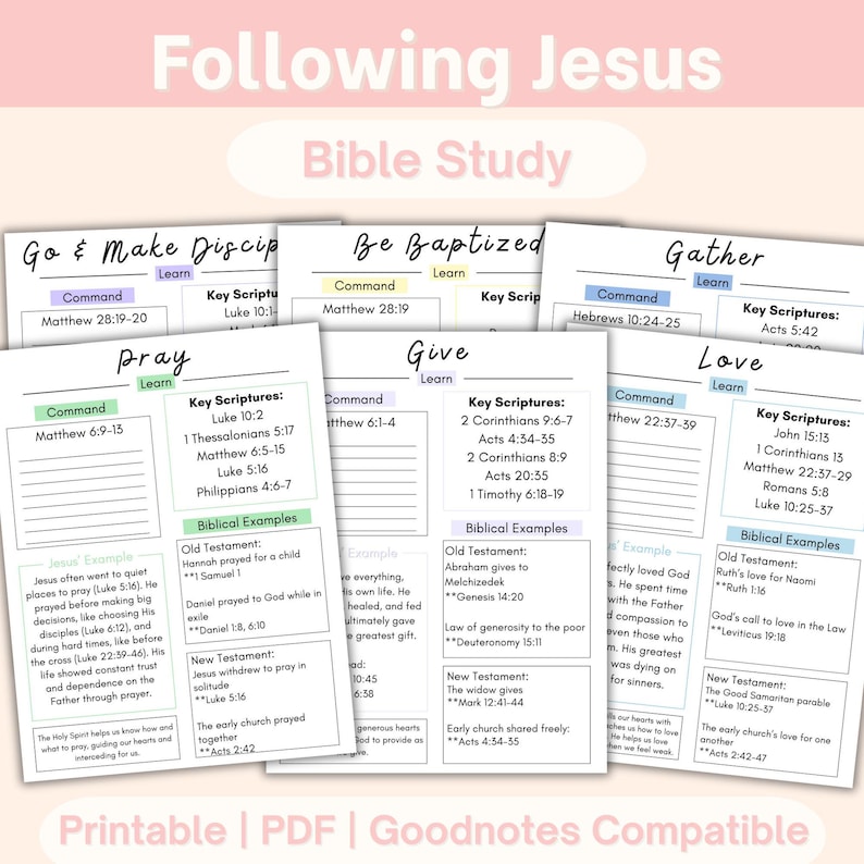 Following Jesus Bible Study, Commands of Jesus, Printable Bible Study ...