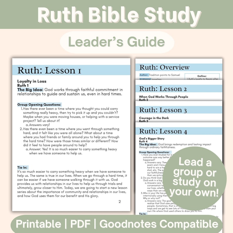 Ruth Bible Study Leader Guide Personal Study, Ruth Bible Overview ...
