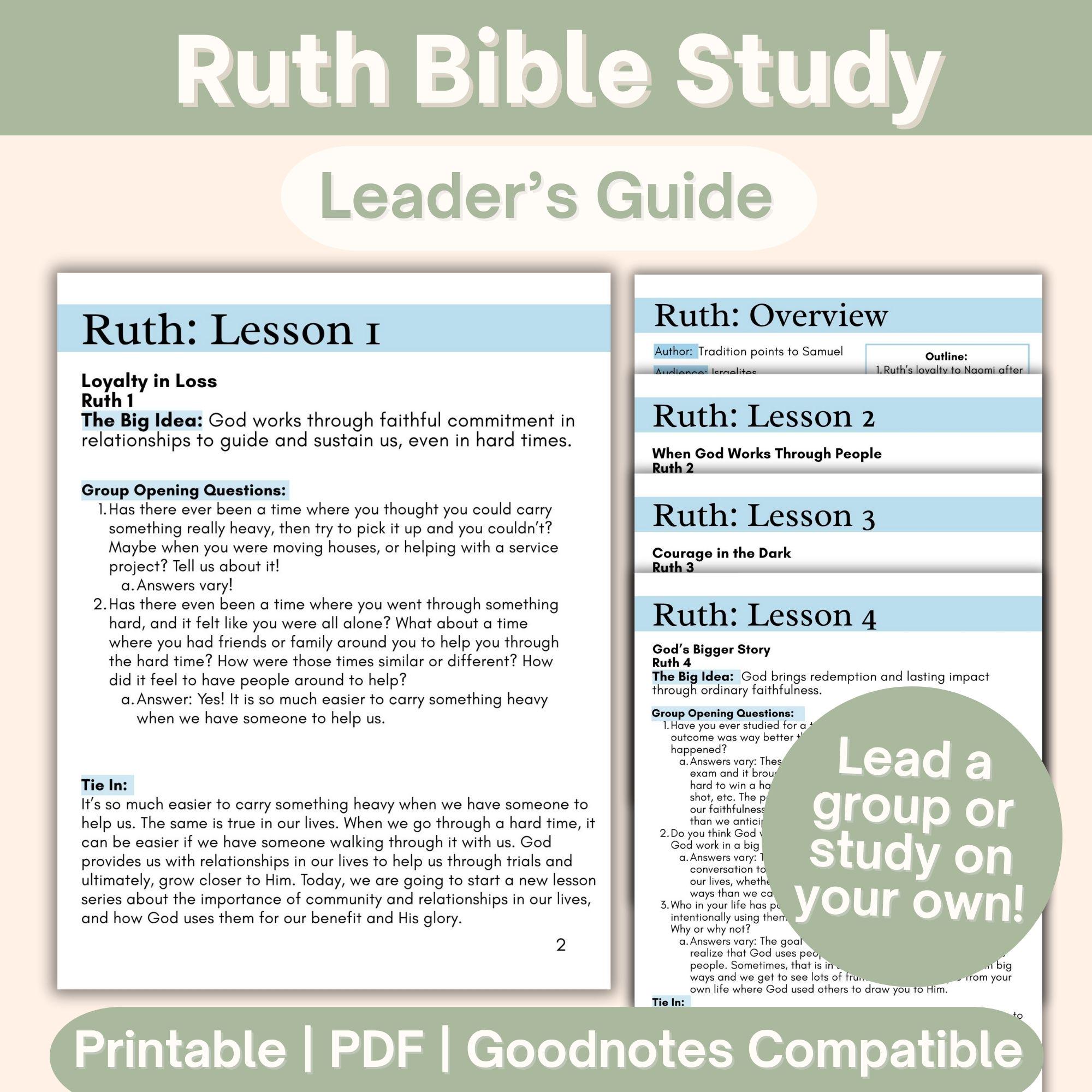 Ruth Bible Study Leader Guide Personal Study, Ruth Bible Overview ...