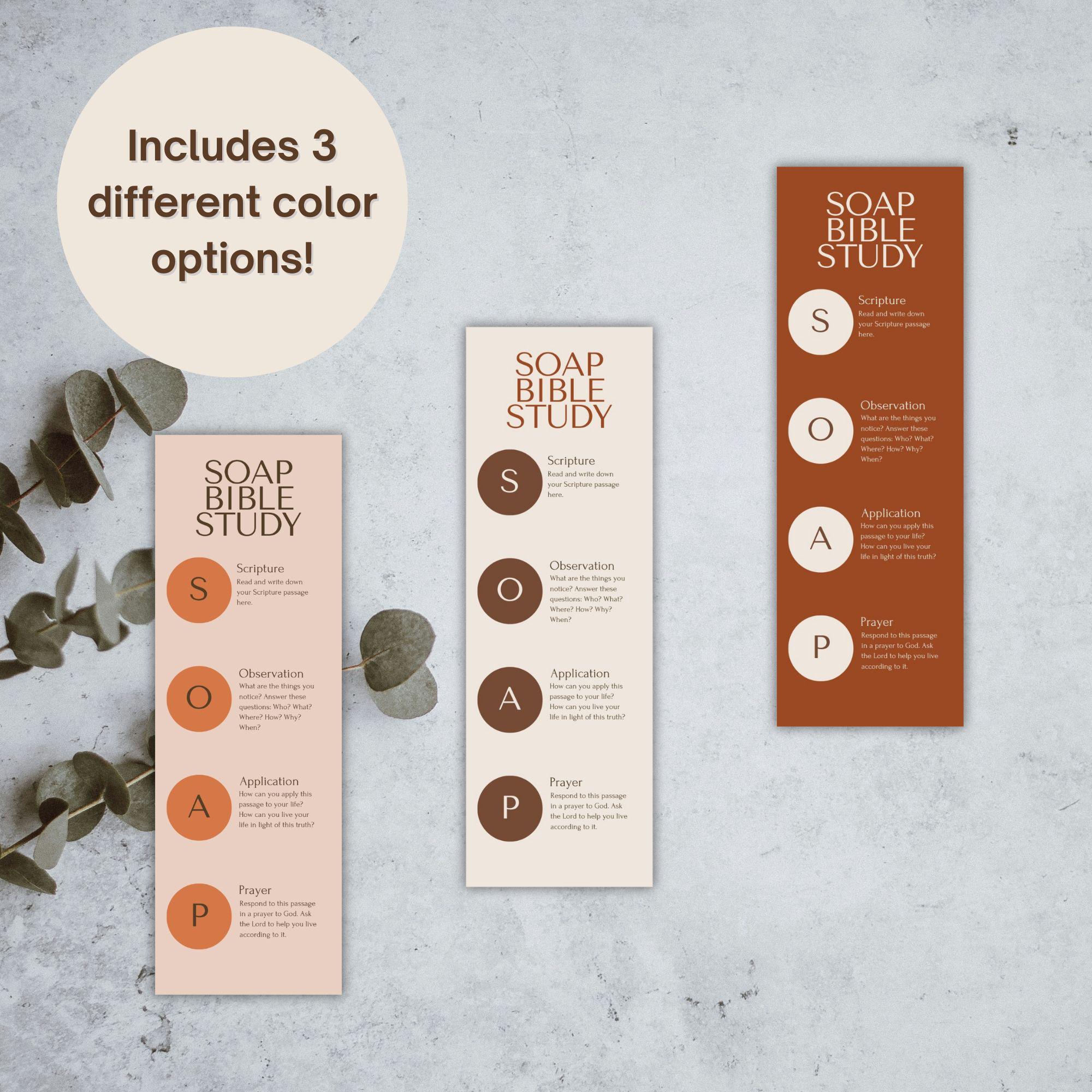 Digital Printable SOAP Method Bible Study Bookmarks, Aesthetic ...